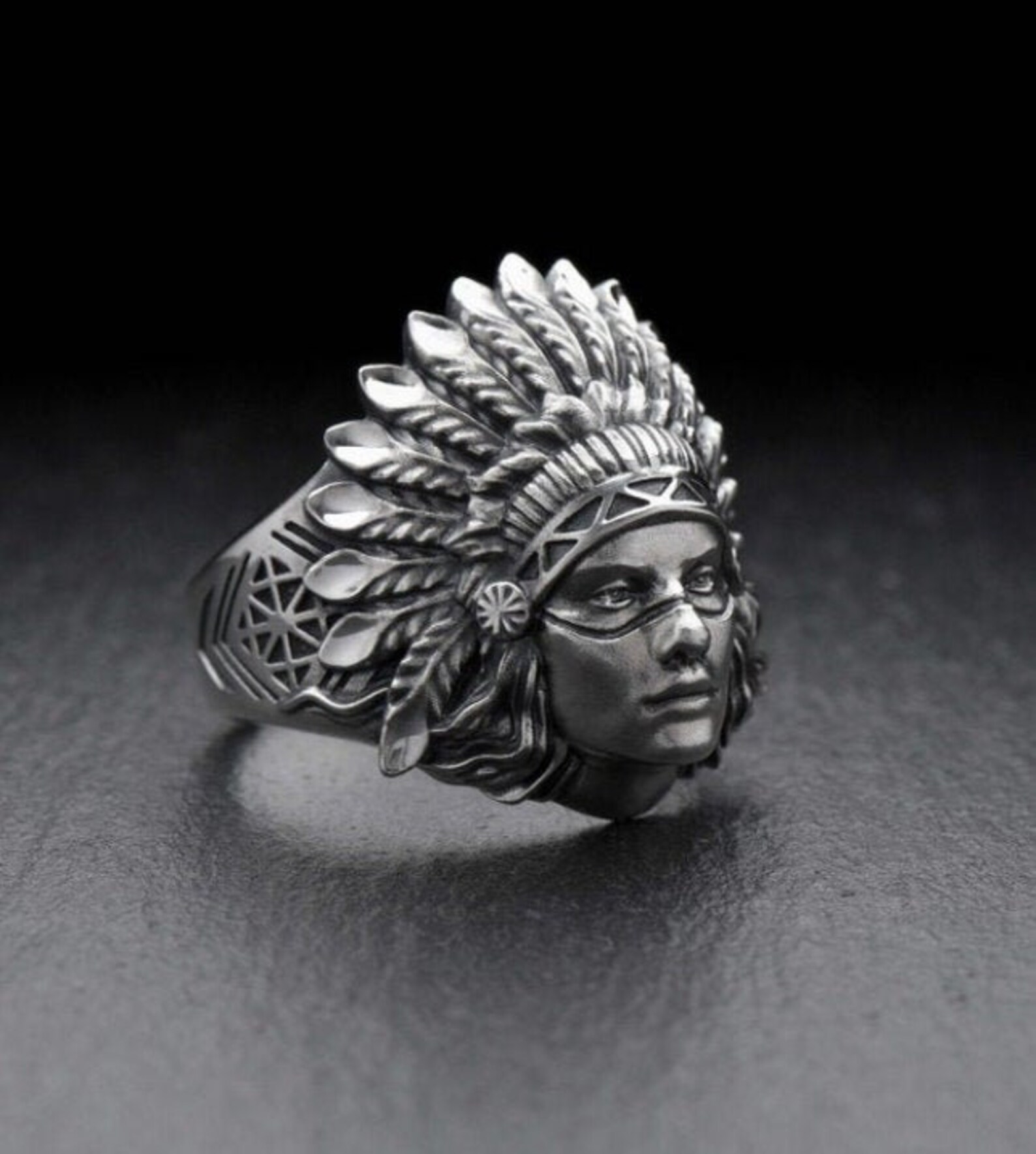 Native American Ring Indian Chief Ring 925 Sterling Silber | Etsy