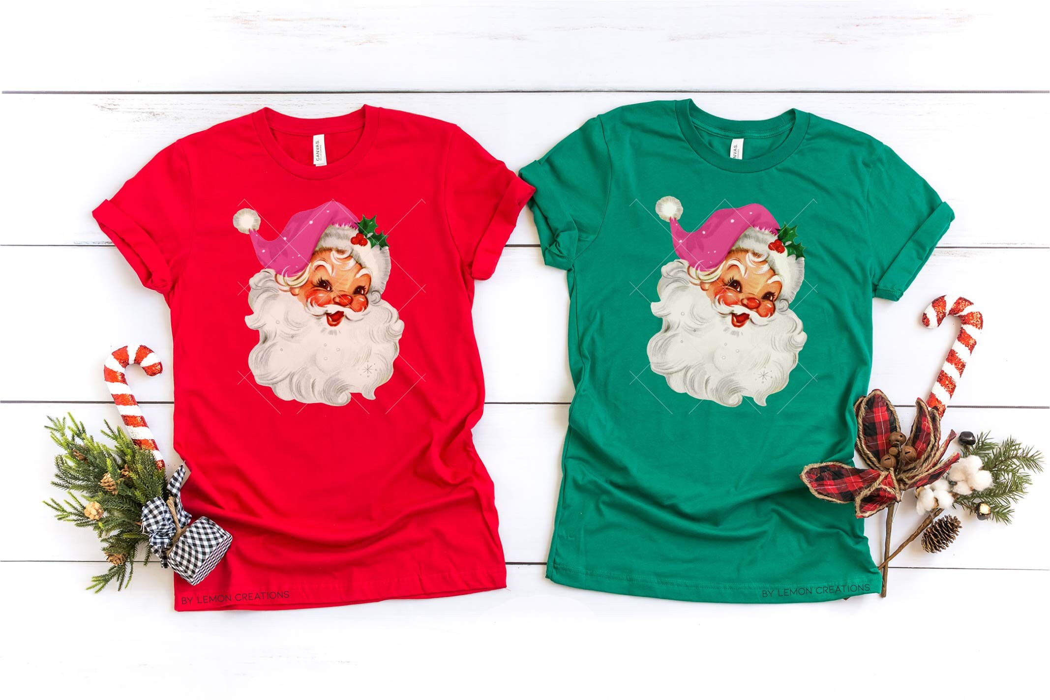 Pink Santa Hat Shirt Vintage Santa Shirt Retro Pink Santa | Etsy