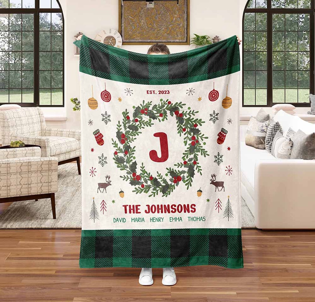 Personalized Holiday Blanket for Family, Custom Christmas Blanket With ...