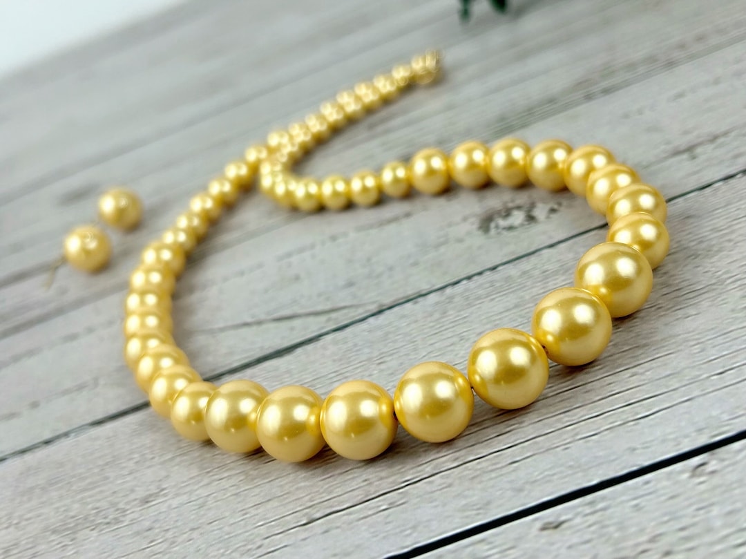 Golden South Sea Shell Pearl Necklace: Graduated 10mm, 8mm, 6mm - Etsy