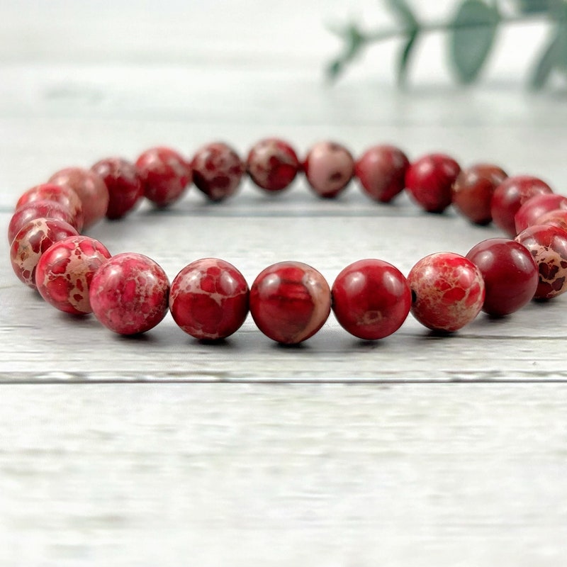 Red Beaded Bracelet - Etsy
