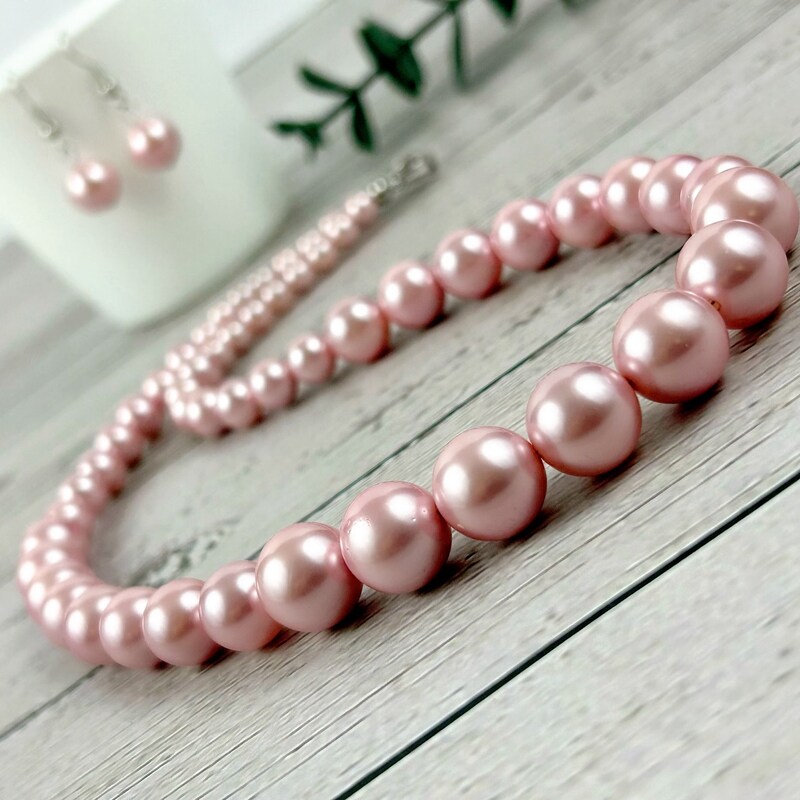Pink Pearl Necklace - Etsy