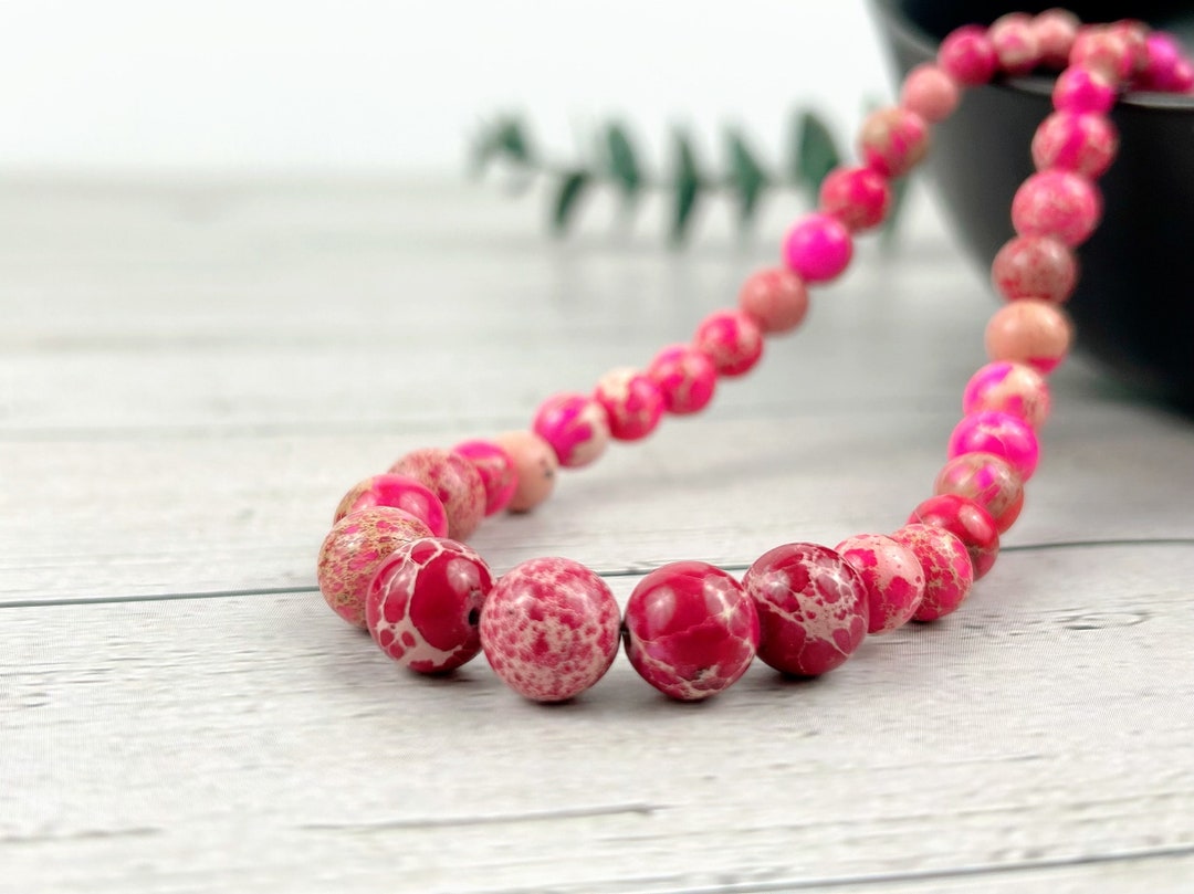 Imperial Jasper Necklace, Pink Jasper Necklace, Natural Stone Necklace ...