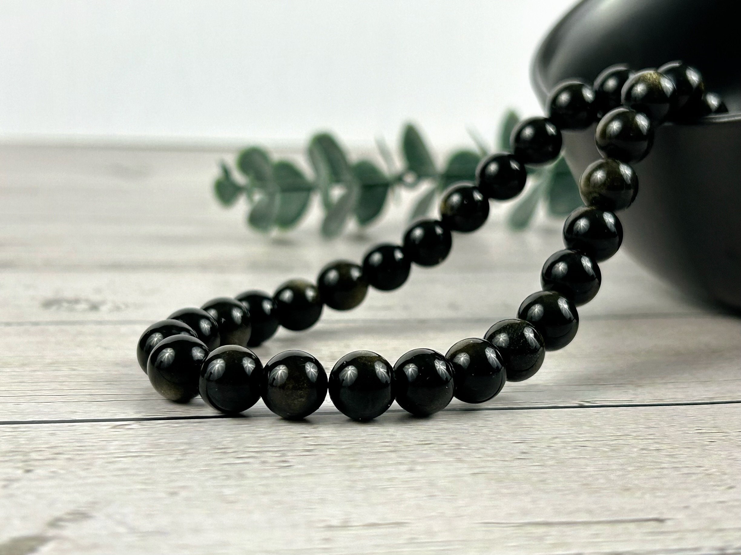 Obsidian Necklace, Golden Obsidian, Healing Stone Yoga Necklace, Energy ...