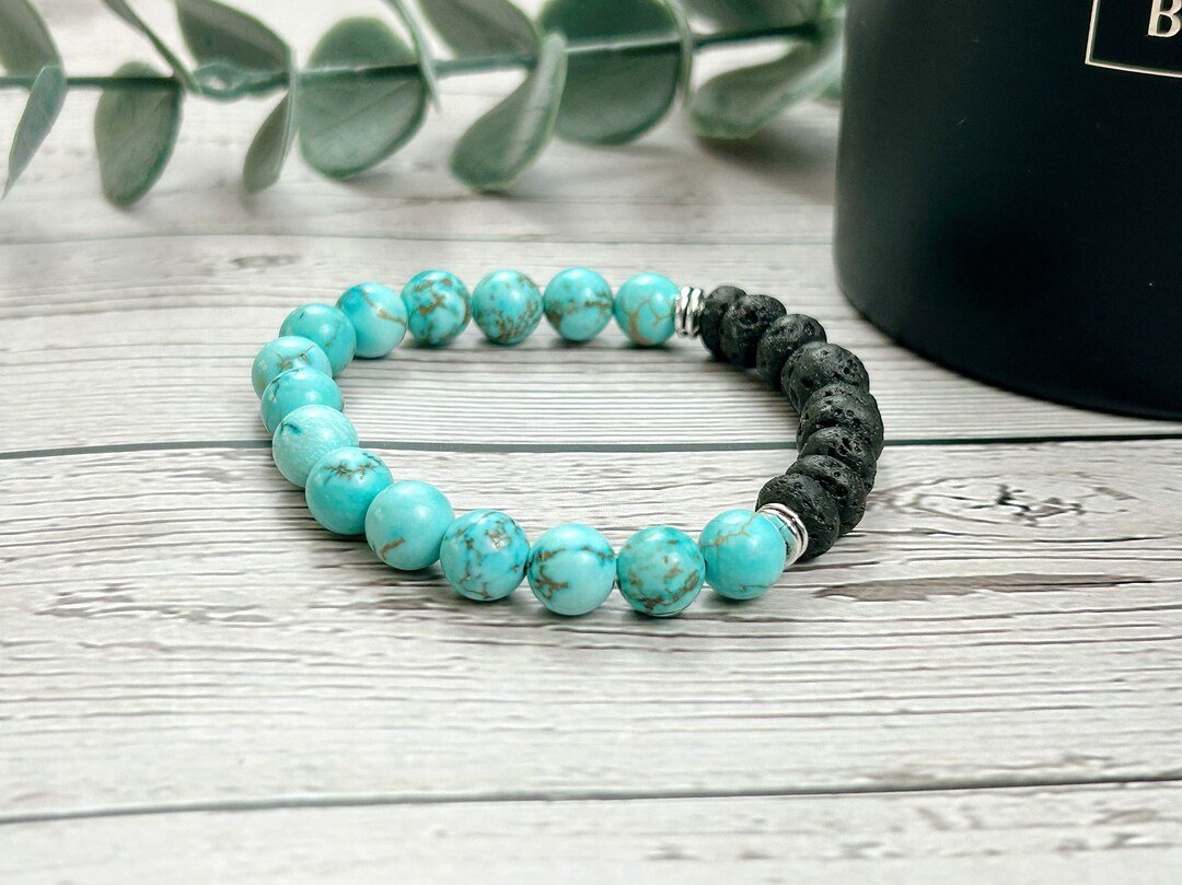 Turquoise & Black Lava Rock Diffuser Bracelet - Aromatherapy Jewelry - Etsy