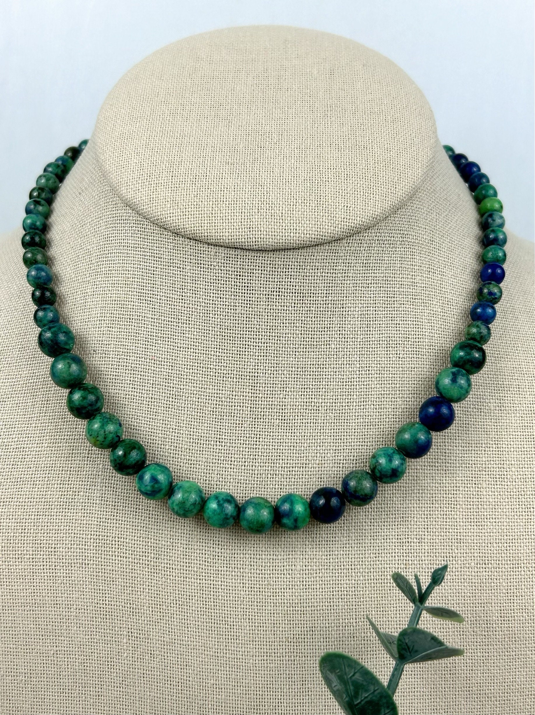 Blue Azurite Beaded Necklace: Natural Stone Energy Jewelry - Etsy