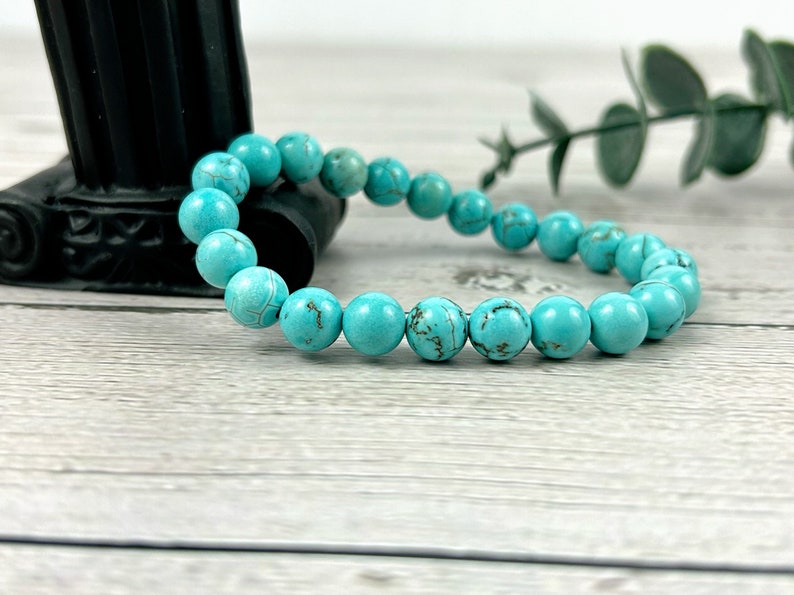 Turquoise Gemstone Bracelet: Natural Stone Beaded Stretch Cord - Etsy