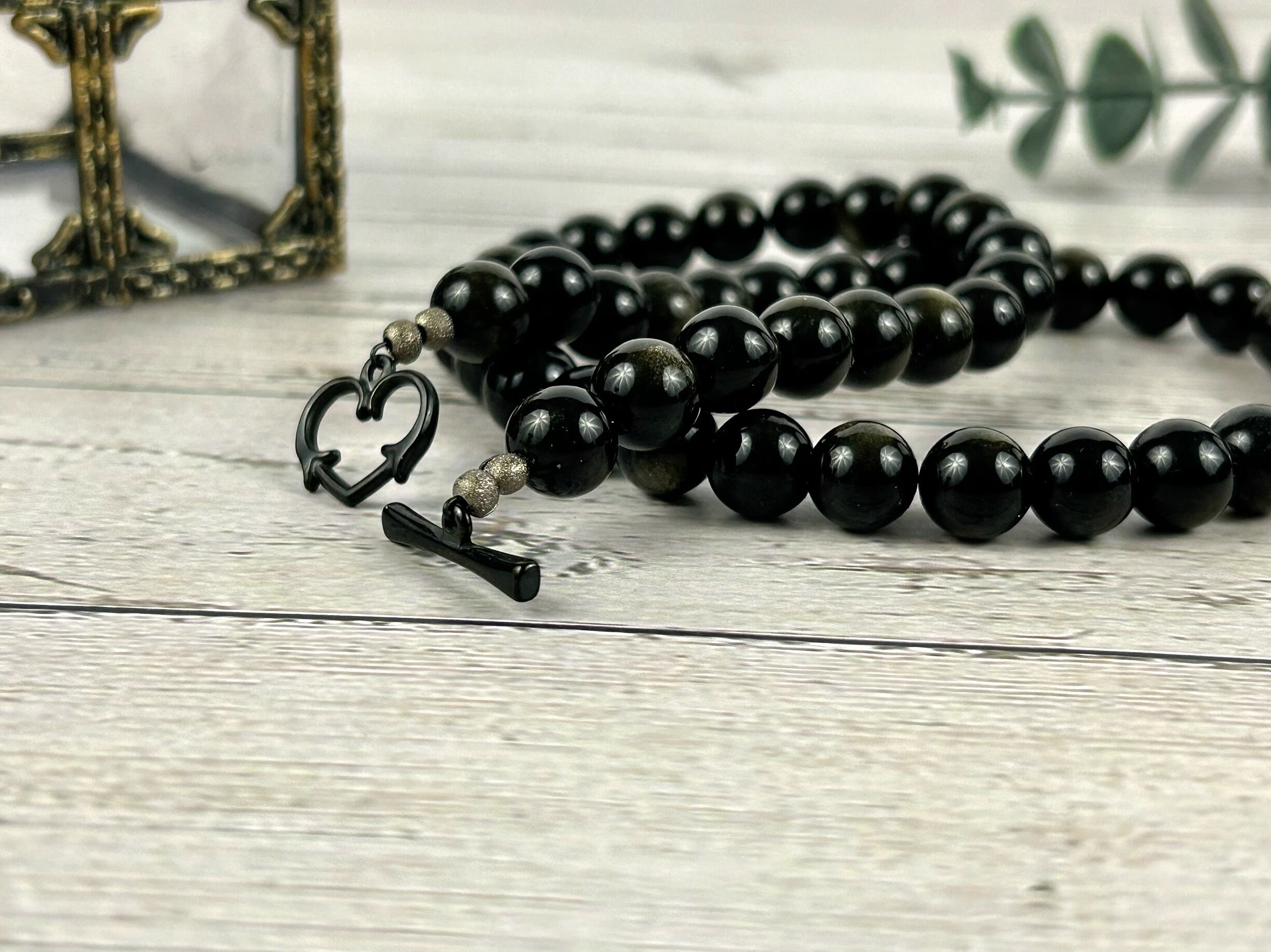 Obsidian Necklace, Golden Obsidian, Healing Stone Yoga Necklace, Energy ...