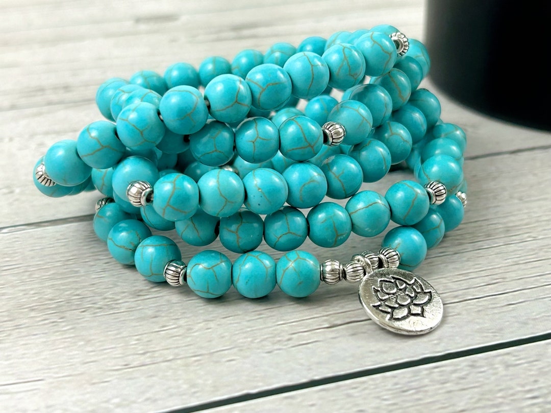 108 Mala Beads Necklace, Turquoise Necklace, Prayer Beads Necklace, 108 ...