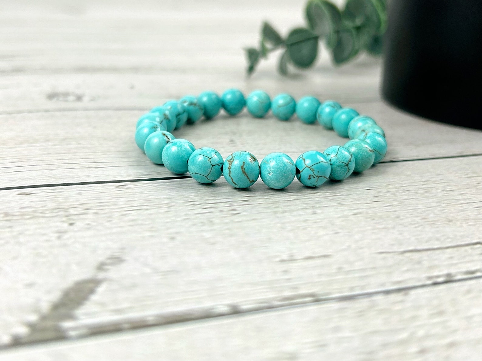Turquoise Gemstone Bracelet: Natural Stone Beaded Stretch Cord - Etsy