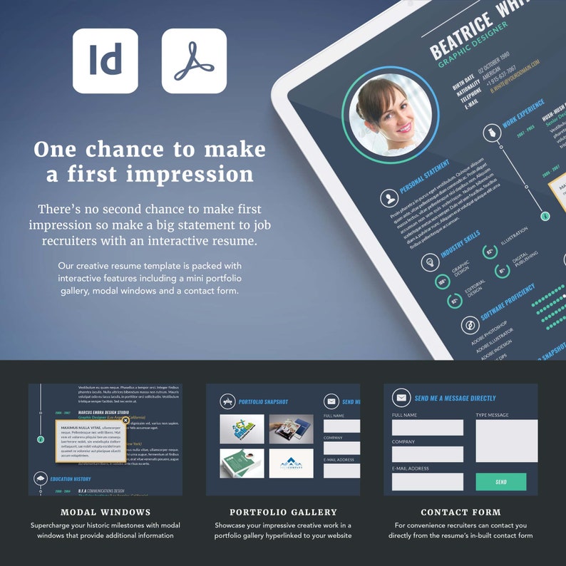 Interactive Digital Resume Indesign Template Interactive PDF ...