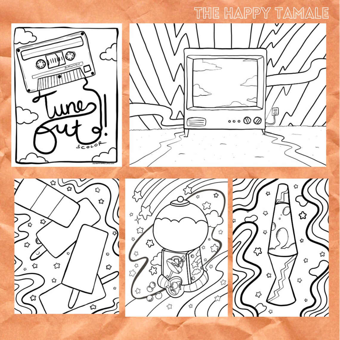 Tune Out and Color Printable Coloring Page Set | Digital Download - Etsy