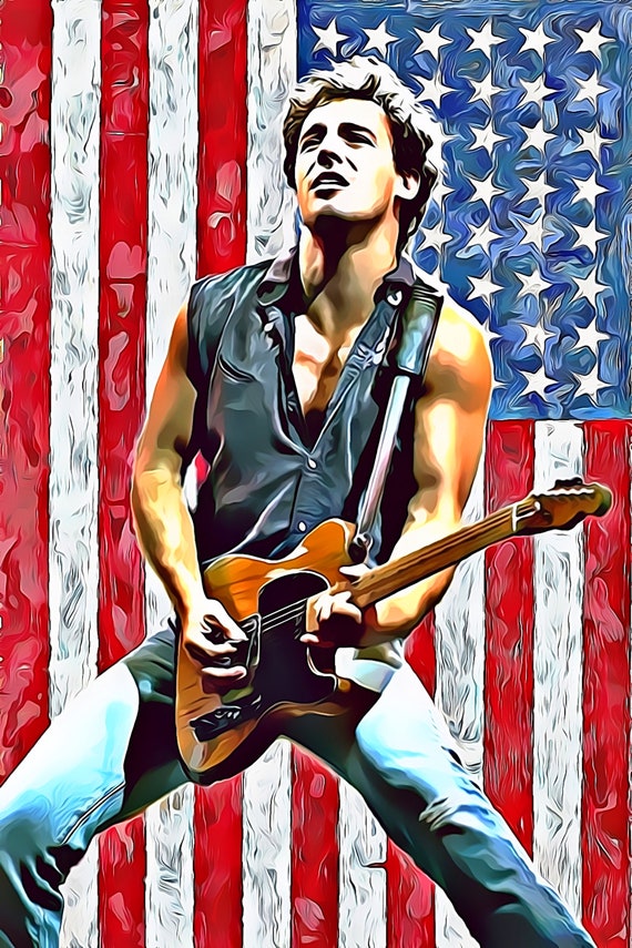 Bruce Springsteen Art born in the Usa Patriotic - Etsy