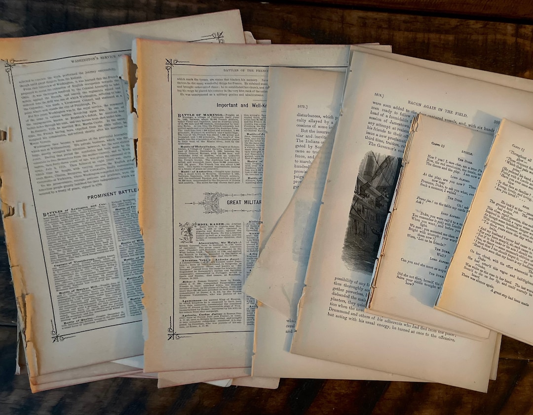 1800s Antique Paper | Assorted Set of 25+ Pages|from Unbound Books ...