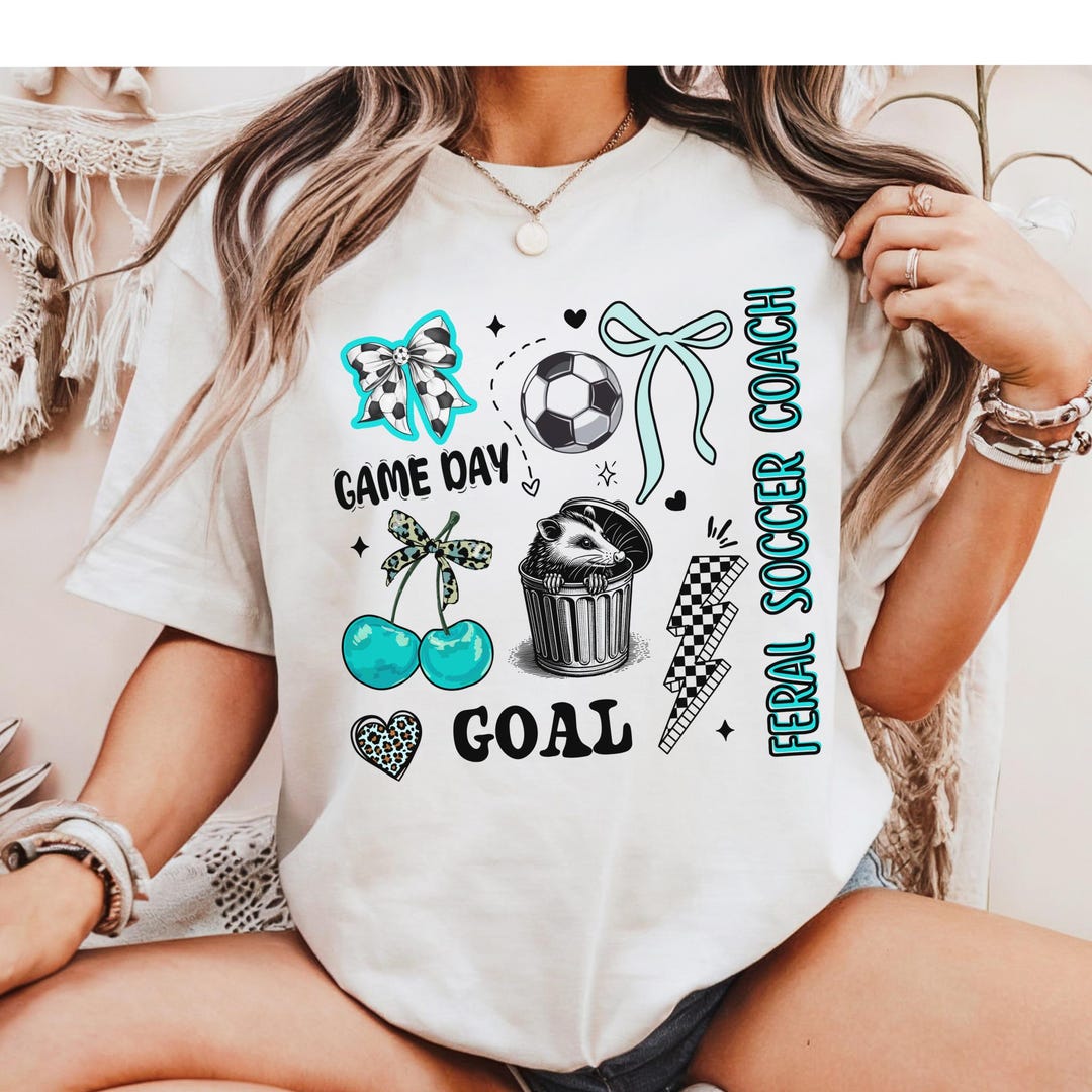Preppy Coquette Feral Soccer Coach T-shirt, Game Day Goal Tee, Opossum ...