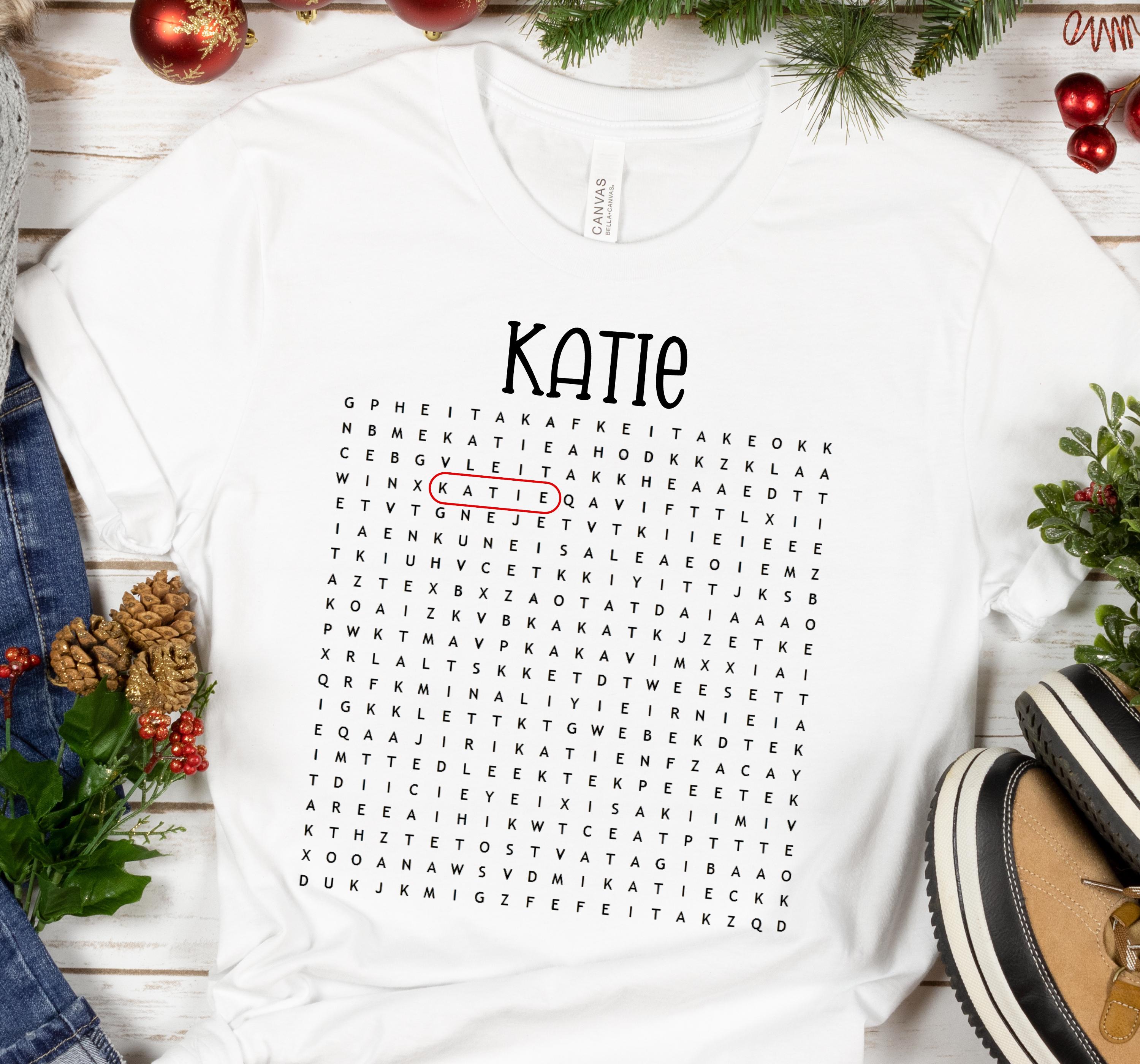 Personalized Word Search, Custom Word Search Shirt, Unique Gift, Hard ...