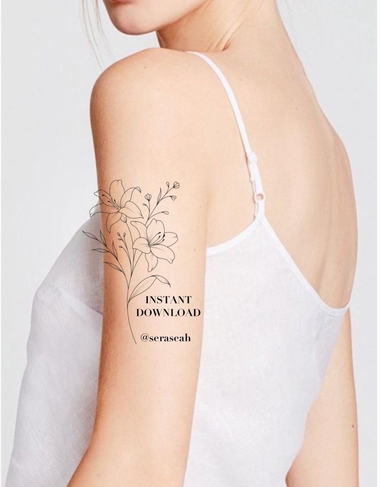 Lily Flower Tattoo Design – Fine Line Minimalist Floral Stencil – Small ...