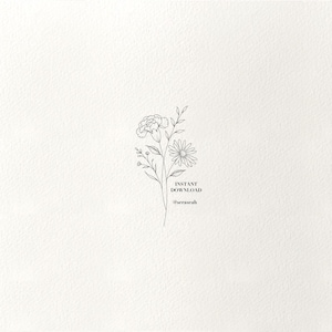 Minimalist Carnation & Aster Tattoo | Fine Line Floral Tattoo Flash ...