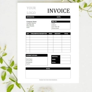 Invoice Template| Editable Invoice| Printable Invoice| Simple Invoice ...