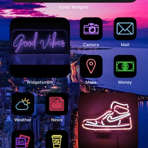 Ios 14 App Icon Pack | Neon Aesthetic Ios 14 Icons | iPhone Icon Pack ...