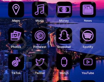 Neon Purple Icons | Etsy