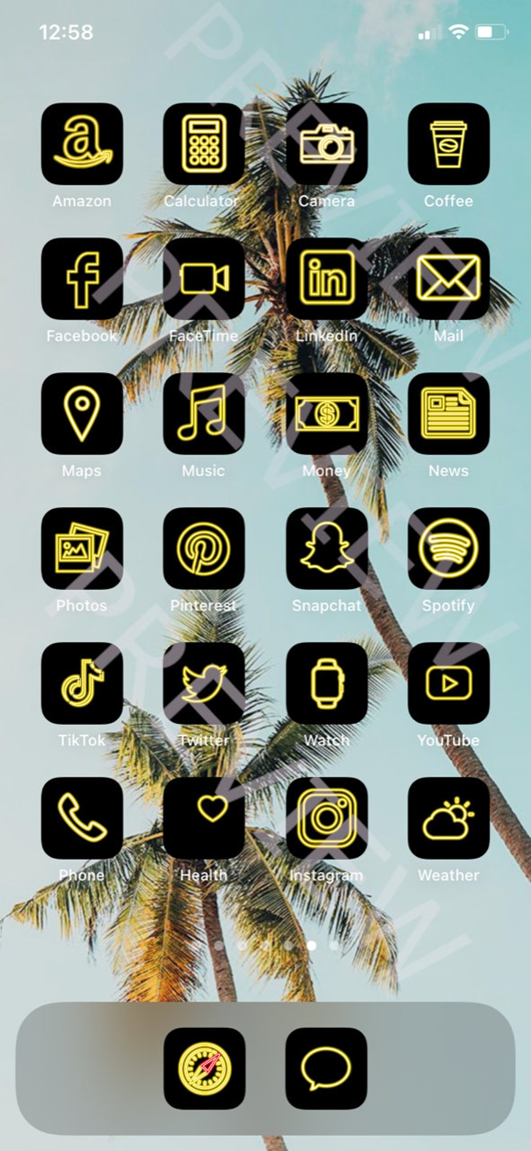 Yellow Ios 14 App Icon Pack | Neon Aesthetic Ios 14 Icons | iPhone Icon ...