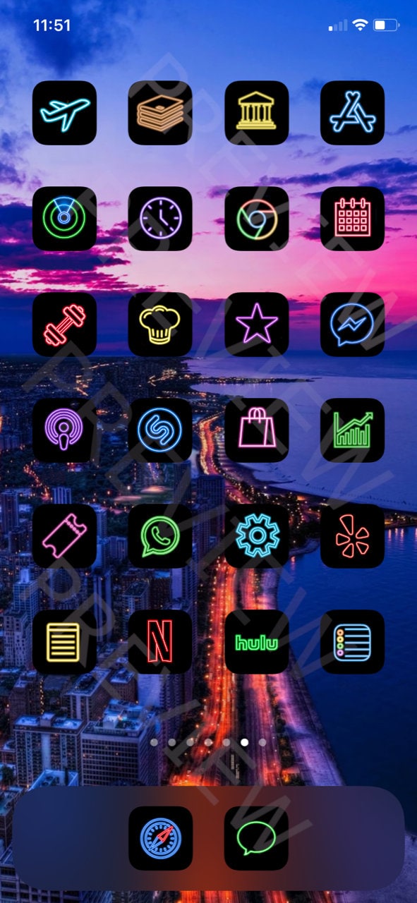 Ios 14 App Icon Pack | Neon Aesthetic Ios 14 Icons | iPhone Icon Pack ...