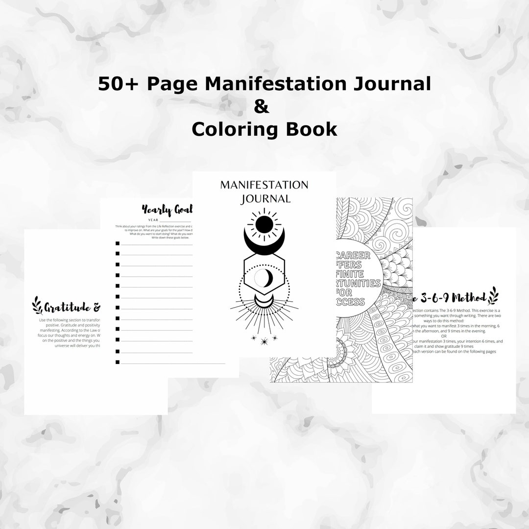 Digital Manifestation Journal & Affirmation Coloring Book, Mindfulness ...
