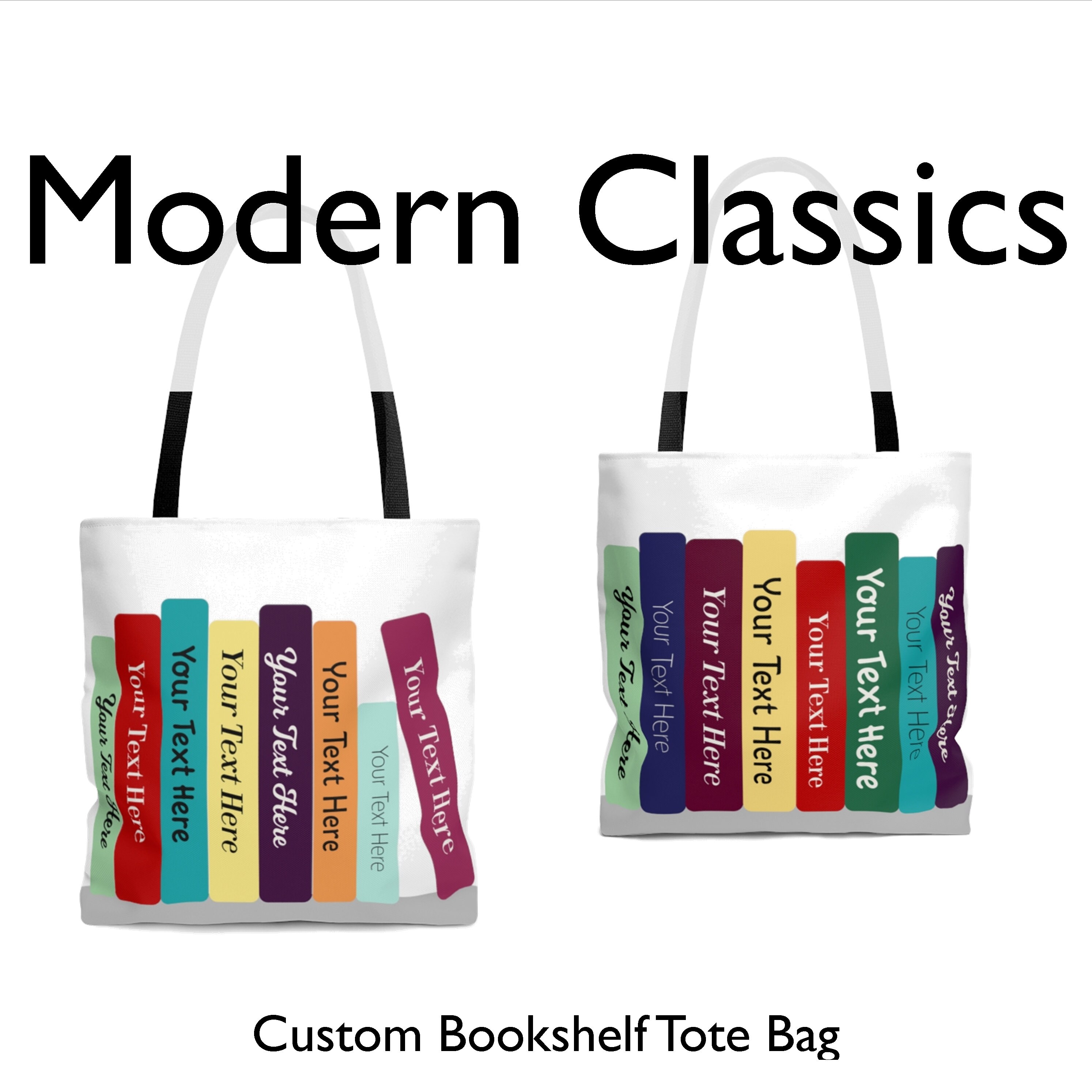 CUSTOM Bookshelf Tote Bag Six Color Palette Options Bookish - Etsy