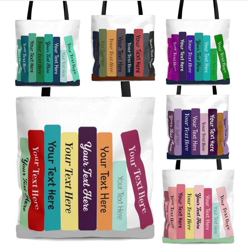 CUSTOM Bookshelf Tote Bag Six Color Palette Options Bookish - Etsy