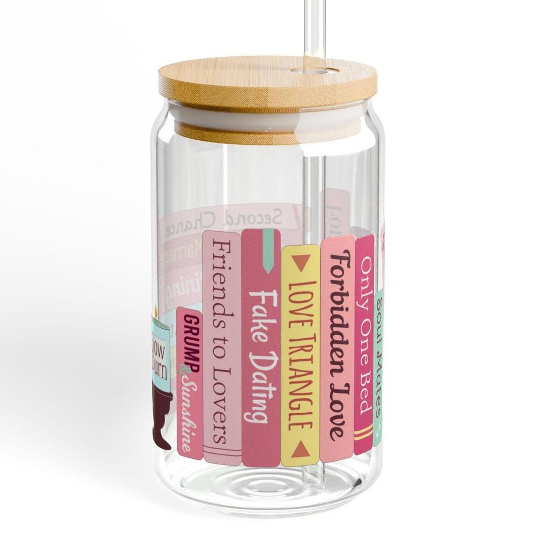 Romance Tropes Glass, 16oz, With Lid & Reusable Straw - Etsy