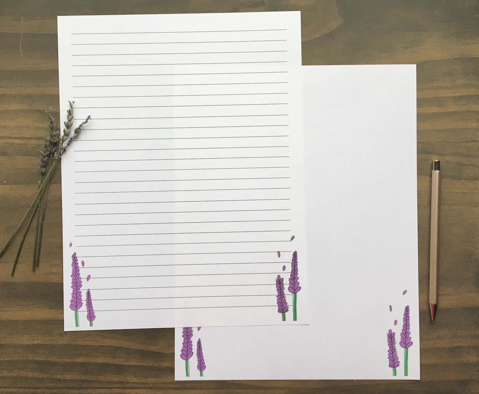 Lavender Printable Note Paper Sheets/ US Letter Size 8.5 x 11 | Etsy