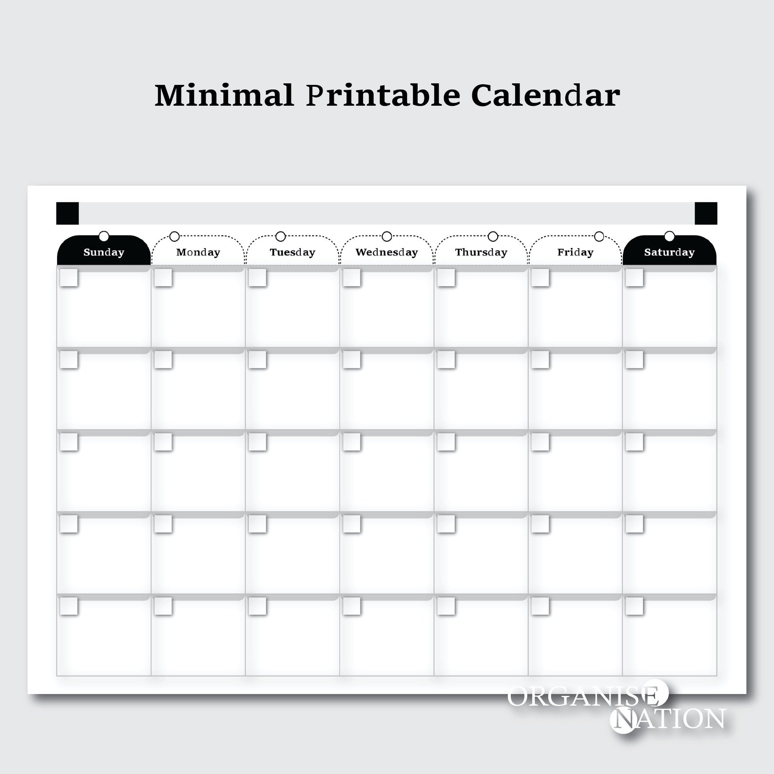 Minimal B/W Black and White Themed Fillable Calendar, Printable PDF ...