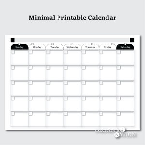 Minimal B/W Black and White Themed Fillable Calendar, Printable PDF ...