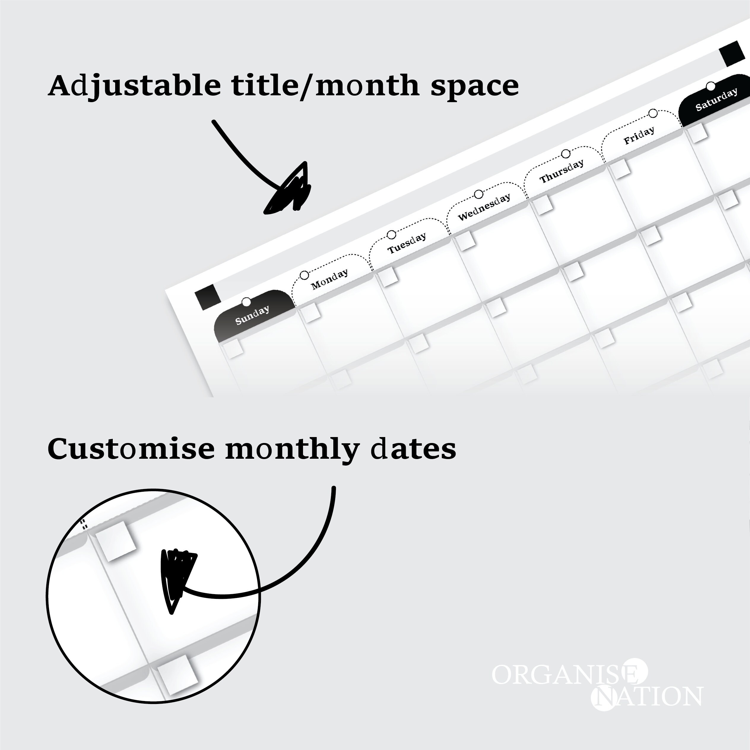 Minimal B/W Black and White Themed Fillable Calendar, Printable PDF ...