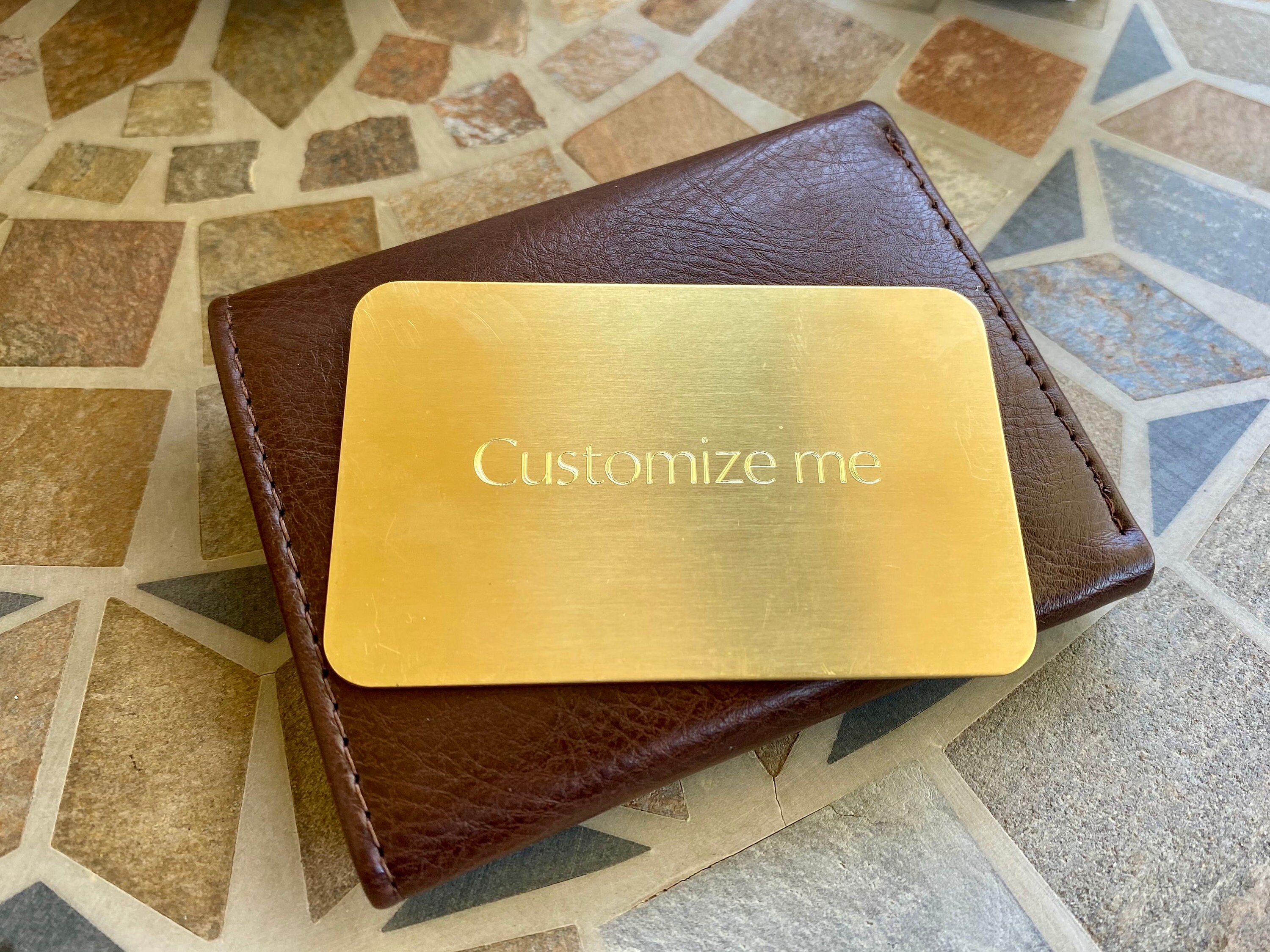 Brass Wallet Card Personalized Message Gold Color Wallet - Etsy