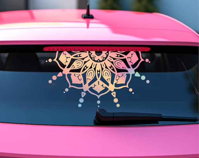 Half Mandala Car Decal, Mandala Holographic Car Decal, Holographic Car ...