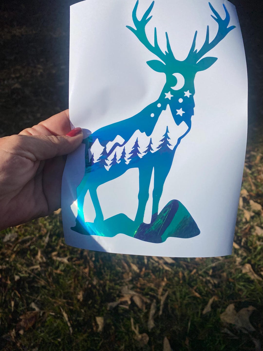 Deer Mountain Vinyl Decal Sticker, Deer Hunter Car Decal, Holographic ...