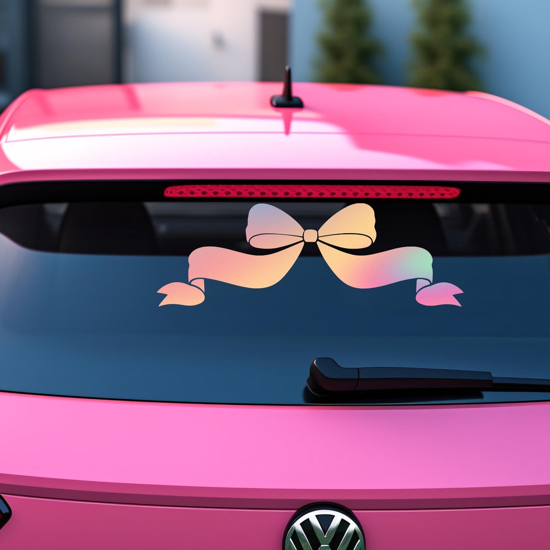 Coquette Pink Bow Car Decal Sticker, Pink Bow Sticker, Bow Sticker, Bow ...