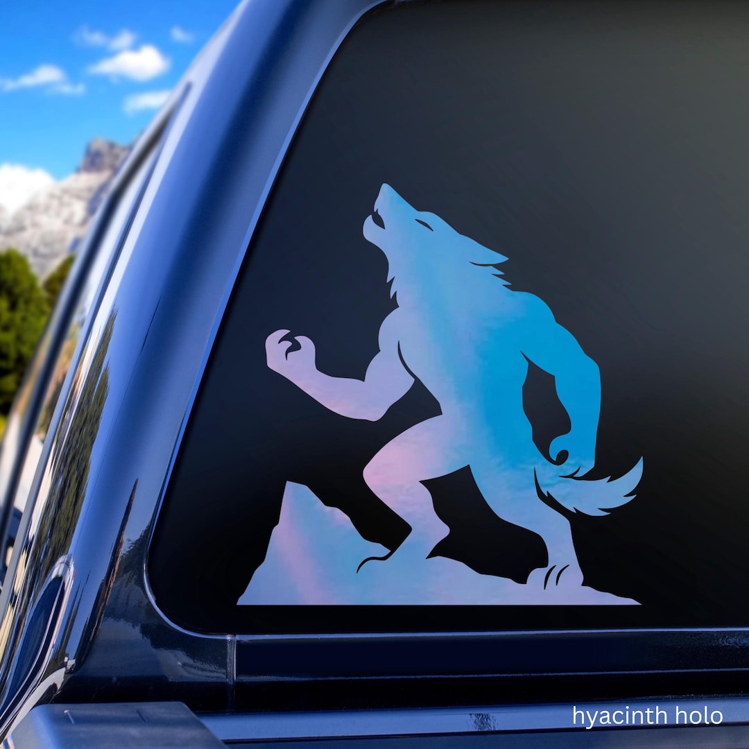 Holographic Dogman Decal • Howling Werewolf Car Window Sticker ...