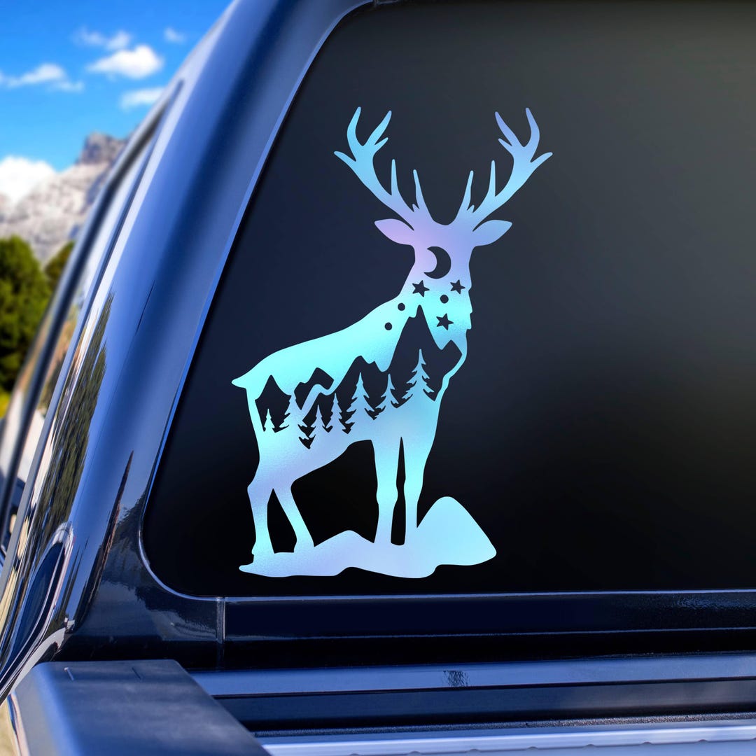 Deer Mountain Vinyl Decal Sticker, Deer Hunter Car Decal, Holographic ...