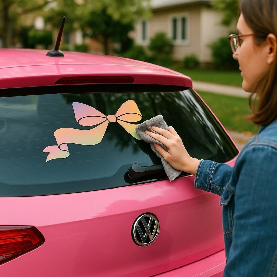 Coquette Pink Bow Car Decal Sticker, Pink Bow Sticker, Bow Sticker, Bow ...