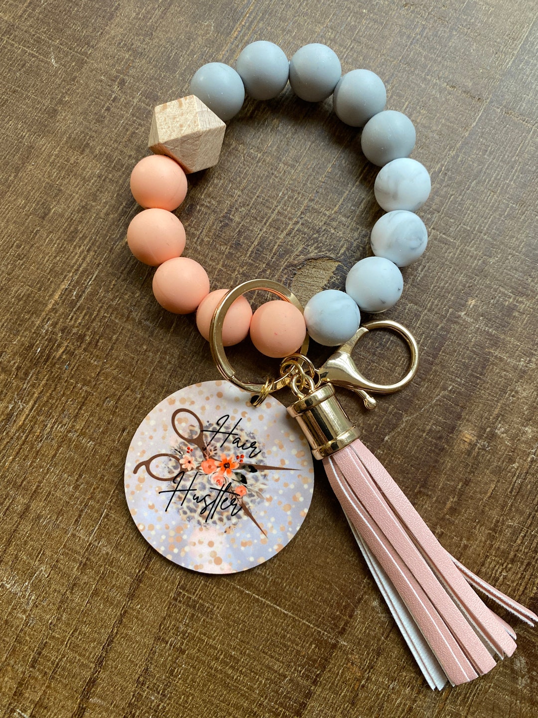 Hair Hustler Wristlet Keychain With Tassel, Hairstylist Gift, Hair ...