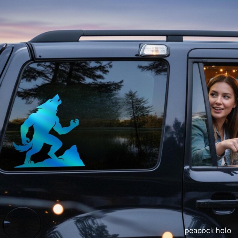 Holographic Dogman Decal • Howling Werewolf Car Window Sticker ...