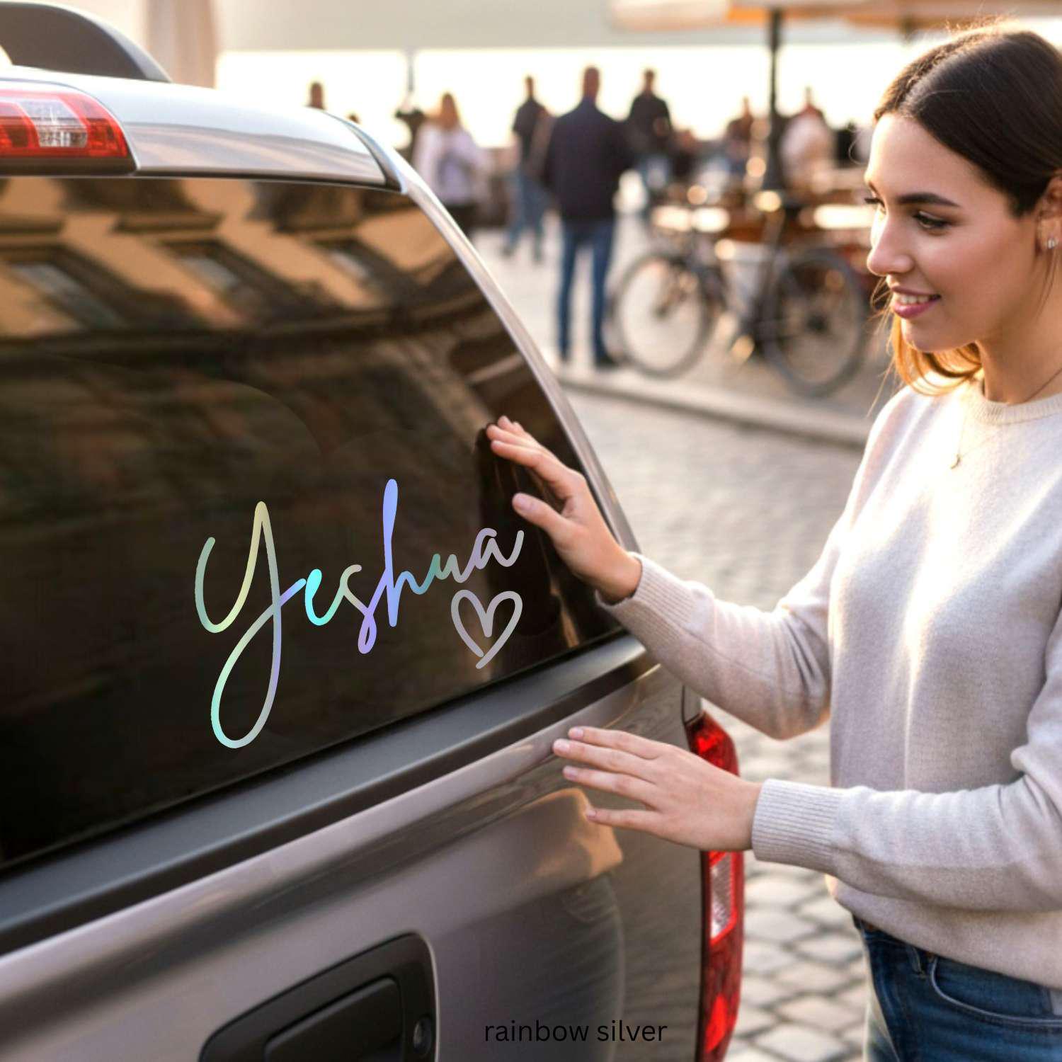 Yeshua Heart Holographic Vinyl Decal – Christian Sticker for Cars ...