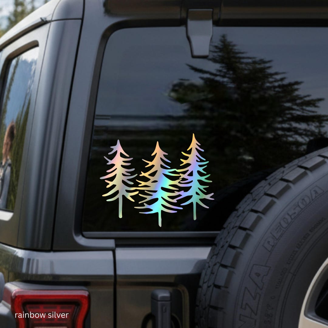 Holographic Pine Tree Vinyl Decal for Car, RV, Laptop | Evergreen ...