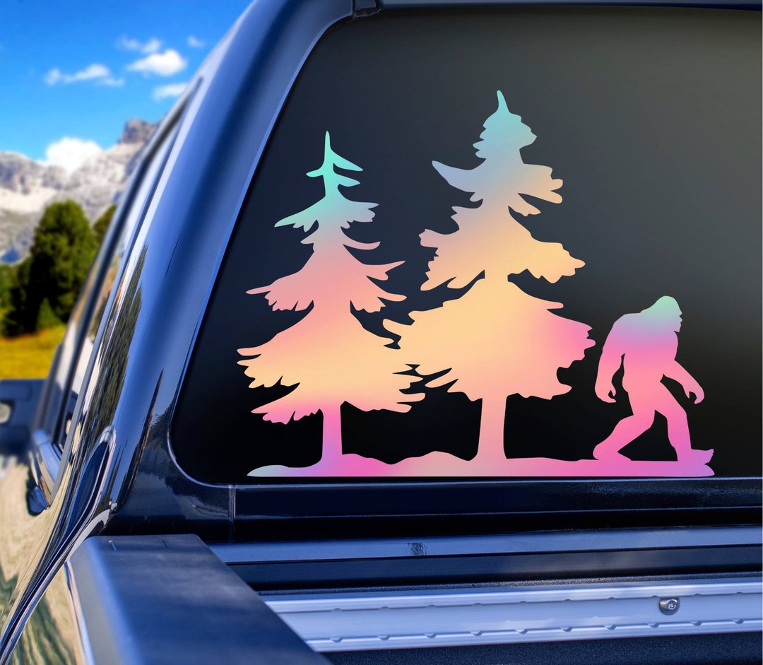Bigfoot Holographic Car Decal Bigfoot and Trees Vinyl Car - Etsy