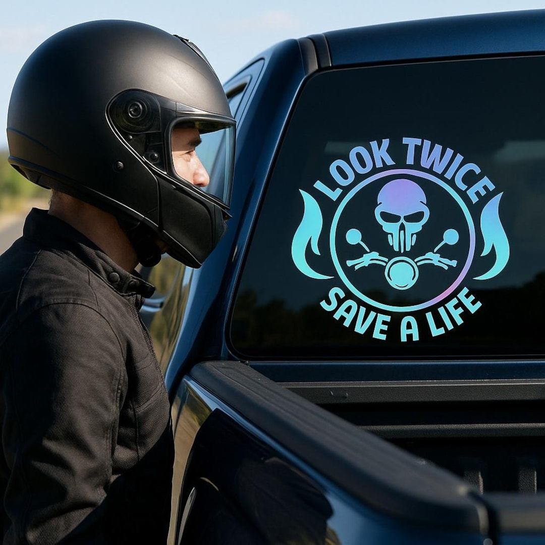 Look Twice Save a Life Decal – Motorcycle and Car Safety Sticker ...