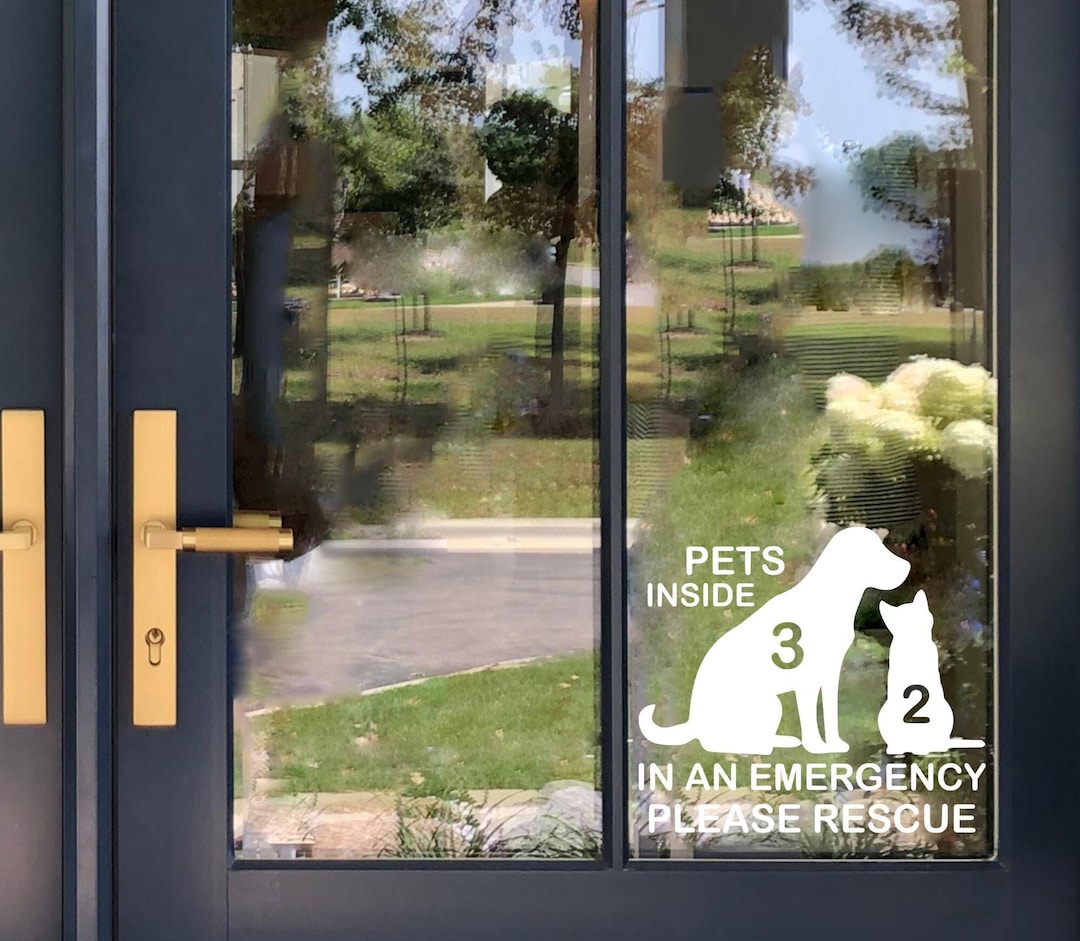 Emergency Pet Decal, Pets Inside Decal, Rescue Pets Decal, Pet Rescue ...