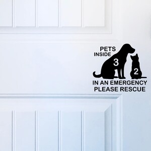 Emergency Pet Decal, Pets Inside Decal, Rescue Pets Decal, Pet Rescue ...
